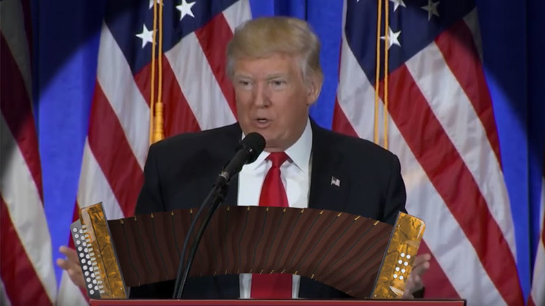 Trump ‘plays’ accordion while discussing Russian hacking & Mexico wall ...
