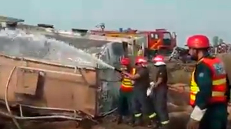 100+ people burn to death after oil tanker flips & explodes in Pakistan ...