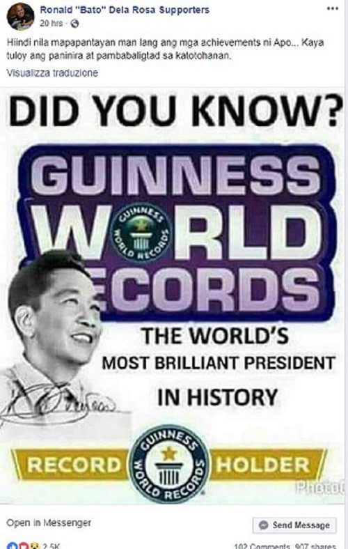 Philippines ex-dictator Marcos breaks fake world record thanks to Facebook